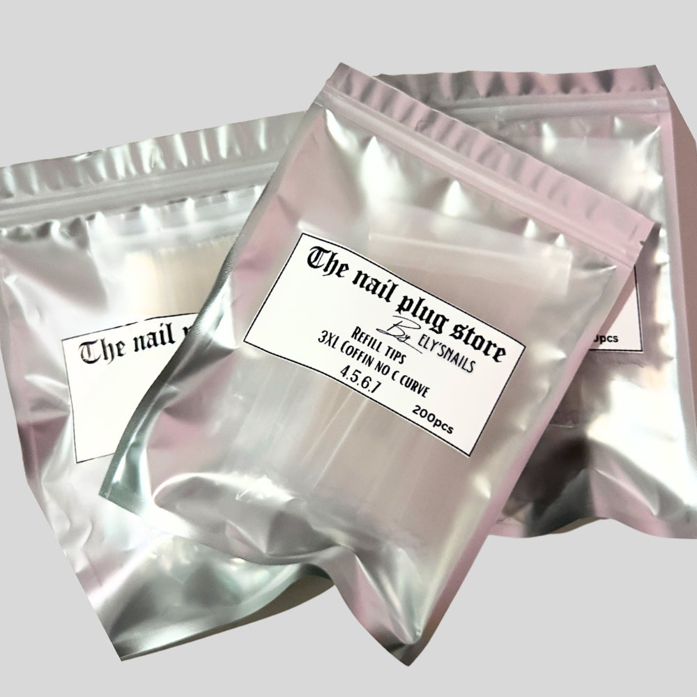 Refill tips 3XL coffin no c curve – The Nail plug store